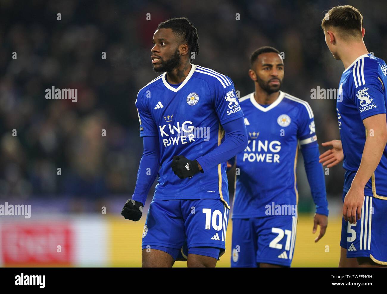 Leicester City's Stephy Mavididi celebrates scoring their side's second ...