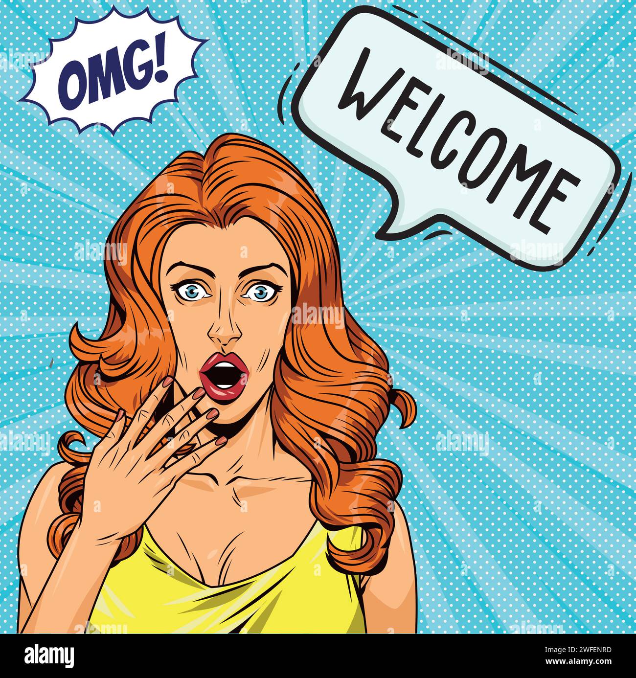 beautiful woman Wow pop art style vector image Stock Vector Image & Art ...