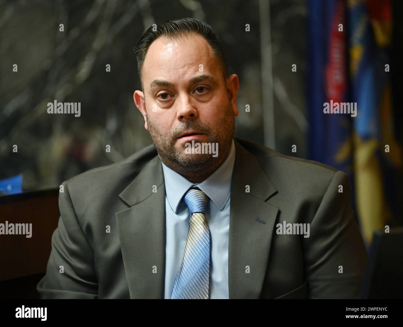 Oakland County Sheriff's Det. Sgt. Matthew Peschke testifies during ...