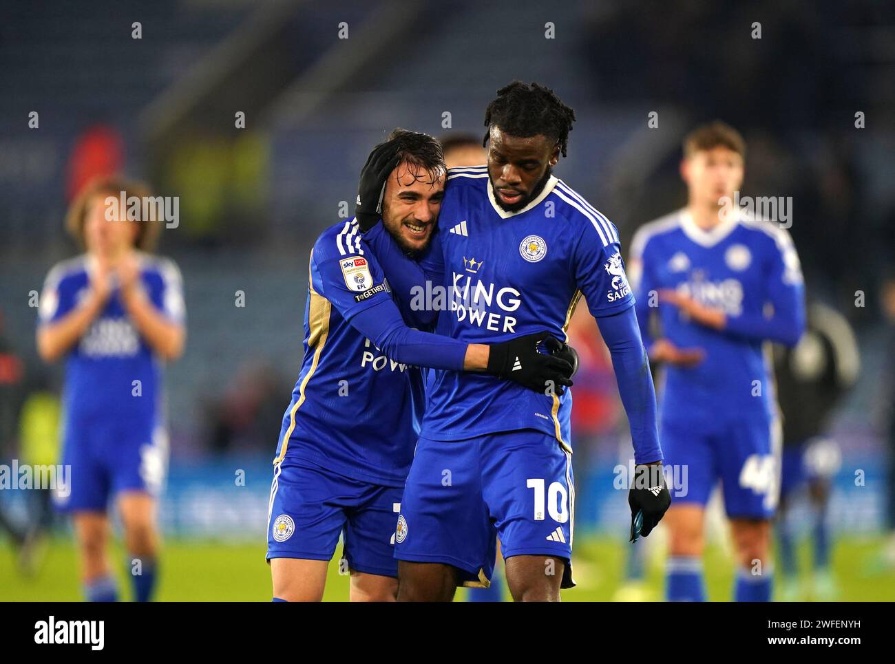 Leicester City's Yunus Akgun and Stephy Mavididi celebrate following ...