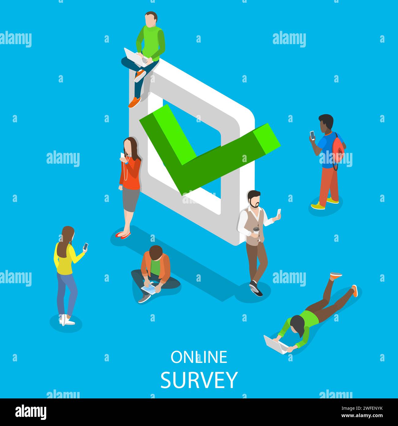 flat isometric vector concept of online survey Stock Vector Image & Art ...