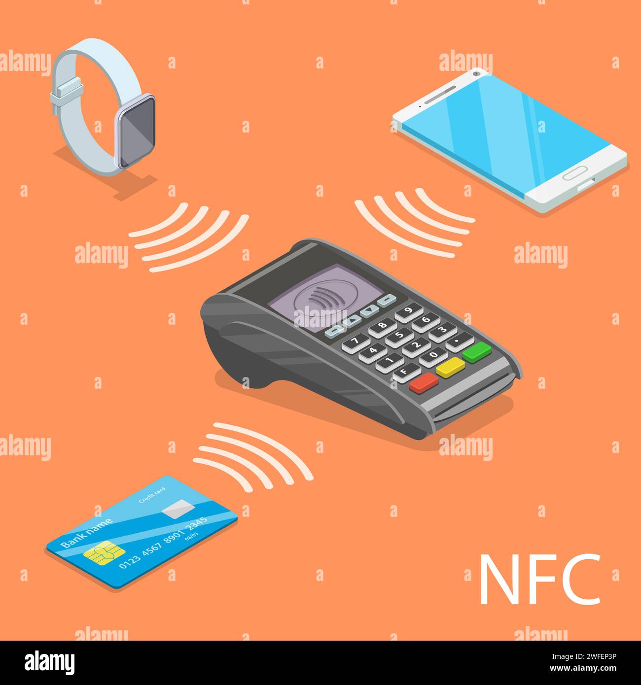 Flat isometric vector concept of NFC - Near Field Communication Stock Vector Image & Art - Alamy