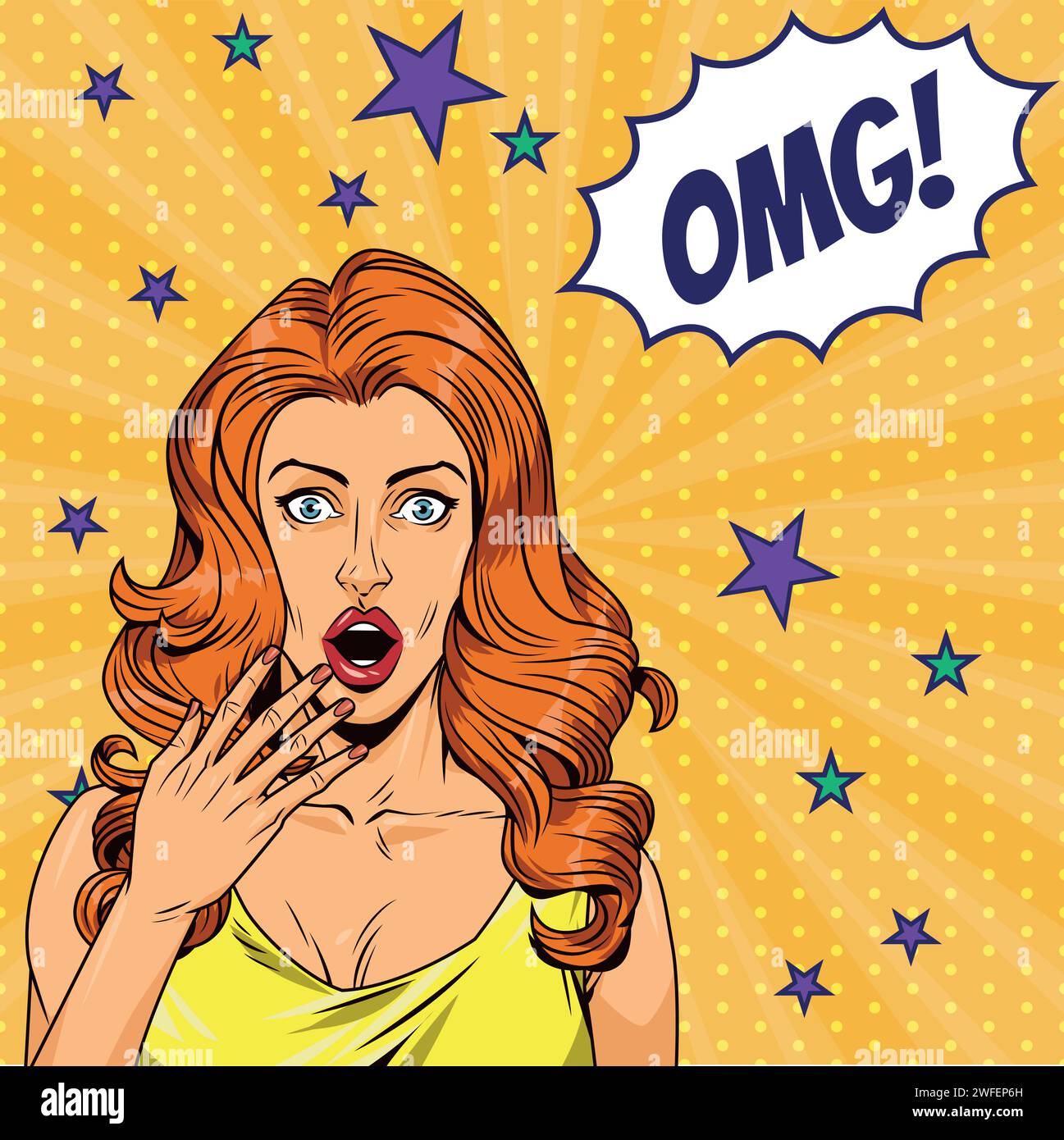 beautiful woman Wow pop art style vector image Stock Vector Image & Art ...