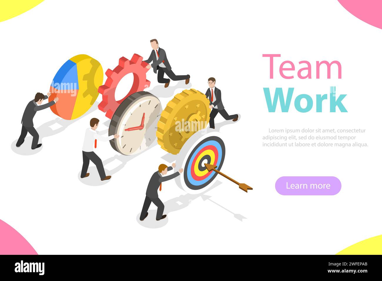 Flat isometric vector concept of effective teamwork, business team ...