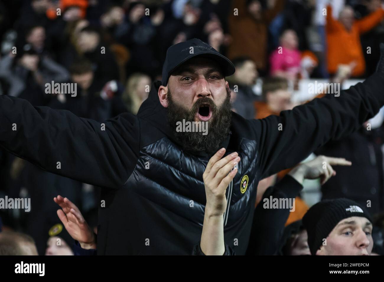 Blackpool fans celebrate the win during the Bristol Street Motors ...