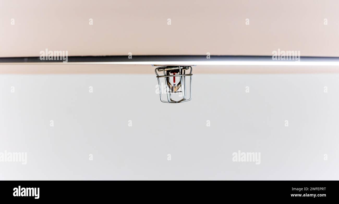 Fire sprinkler installed on the ceiling. Fire protection installations ...