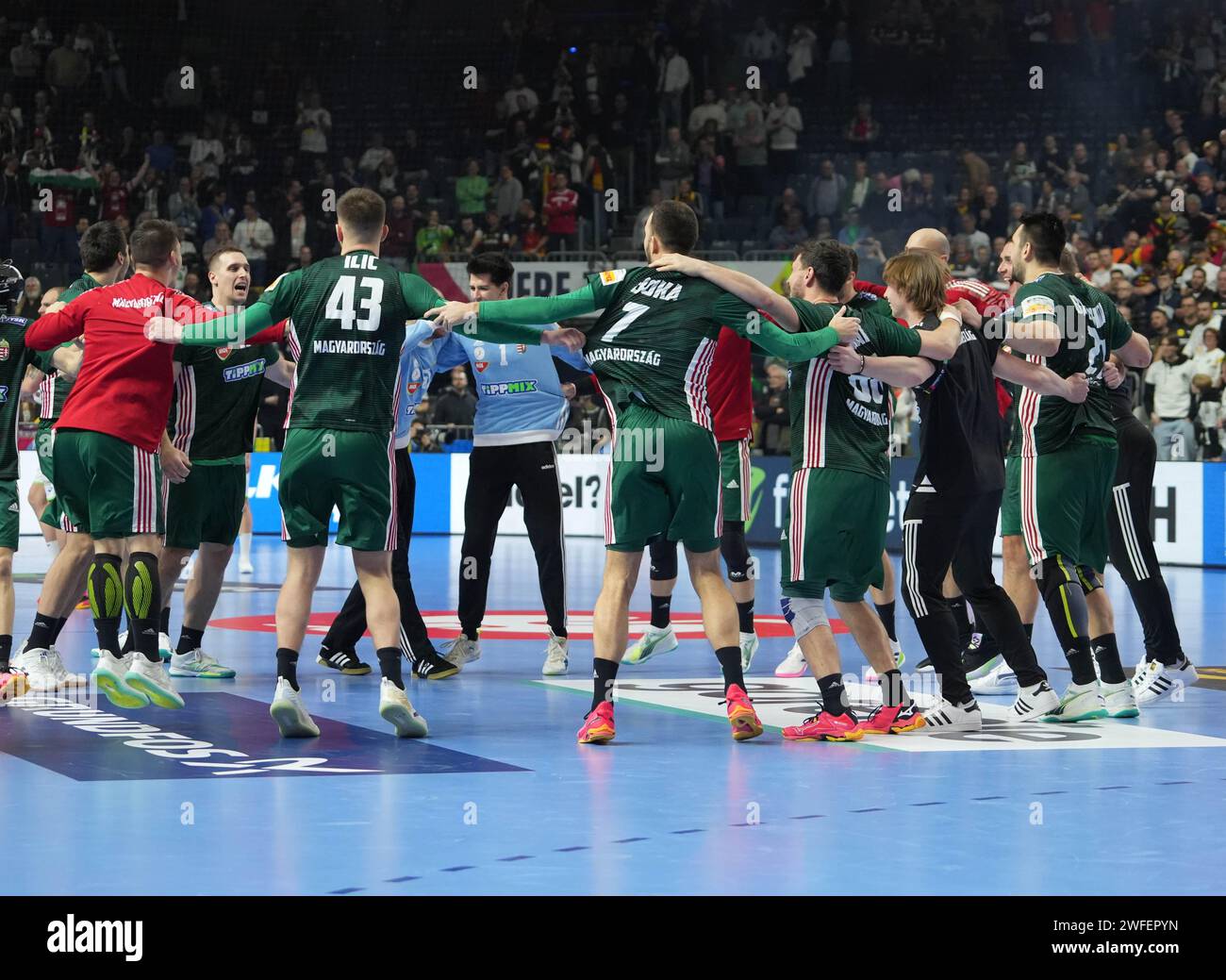during the Men's EHF Euro 2024, Placement match 5/6, handball match ...