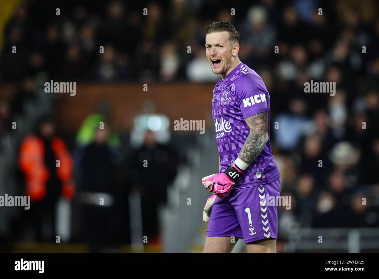 LONDON, UK - 30th Jan 2024: Jordan Pickford of Everton reacts during ...