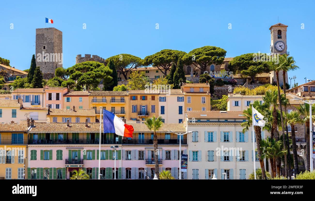 Cannes, France - July 31, 2022: Castle Hill panorama Eglise Notre Dame ...