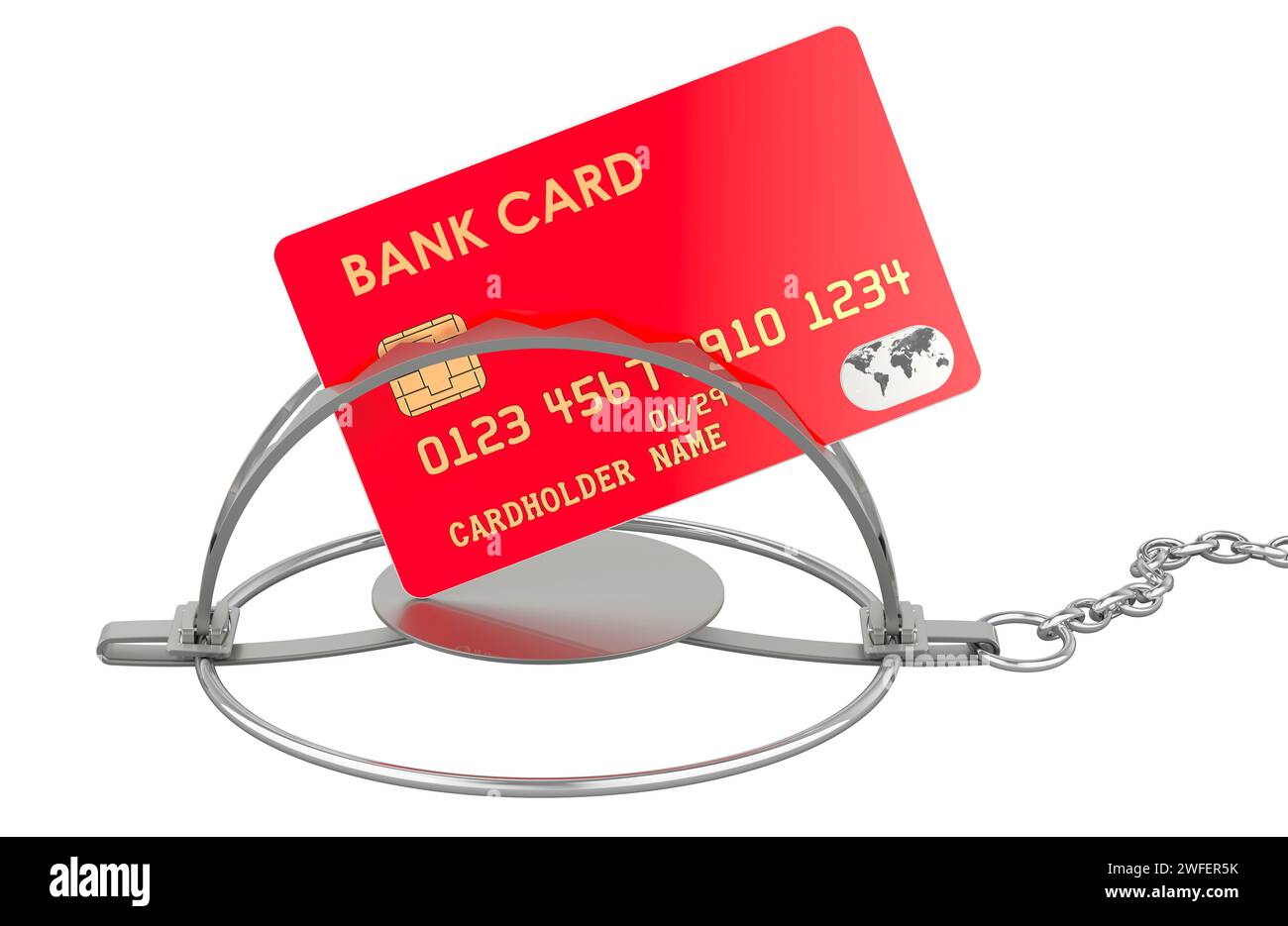 Credit bank cards inside bear trap. Credit trap, concept. 3D rendering ...