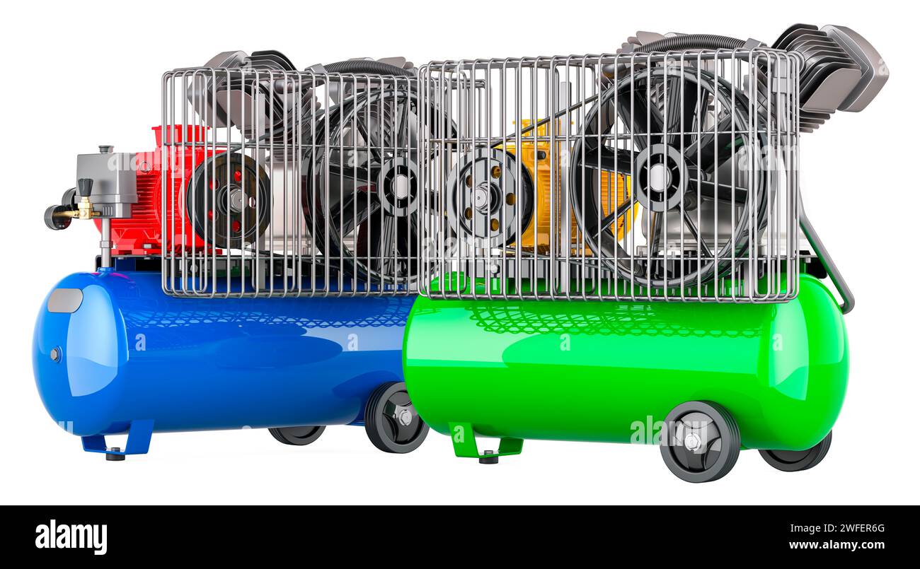 Gasoline Generators with frame and wheels, 3D rendering isolated on ...