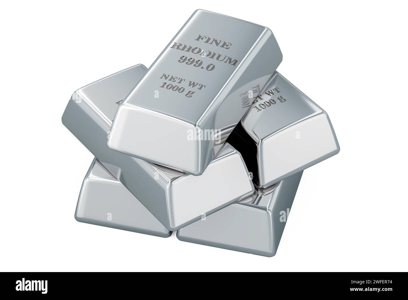 Rhodium Ingots. 3D rendering isolated on white background Stock Photo ...