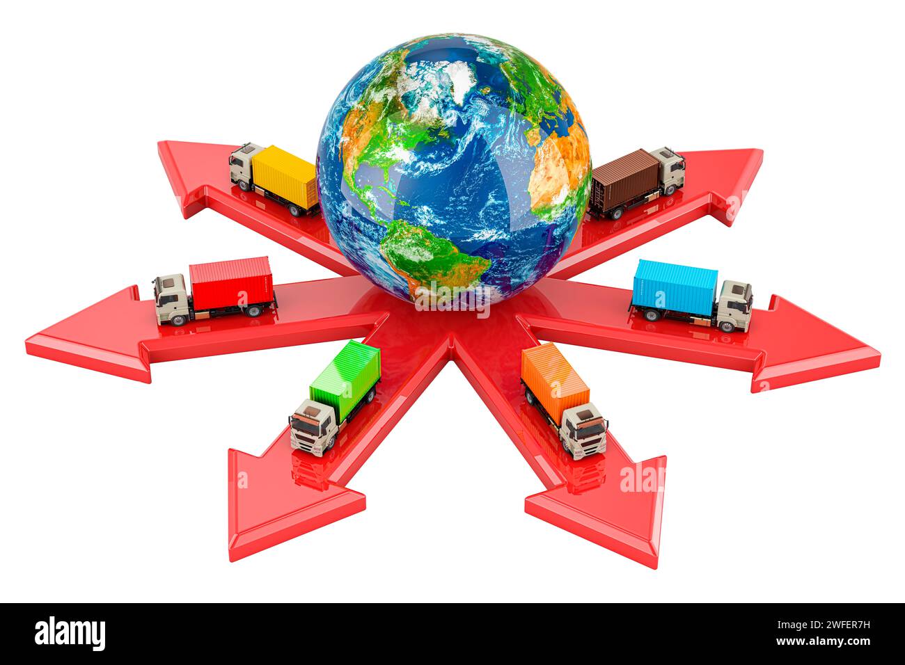 Worldwide delivery and global freight transportation, concept. 3D ...