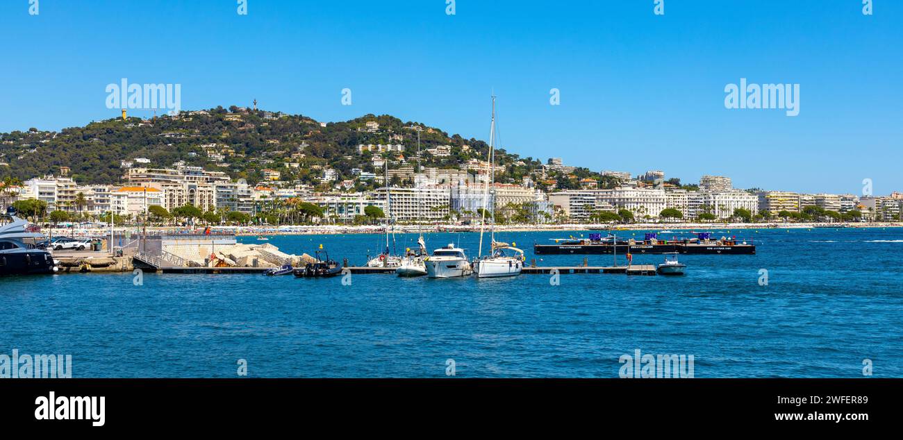 Cannes, France - July 31, 2022: Cannes city center seafront panorama ...