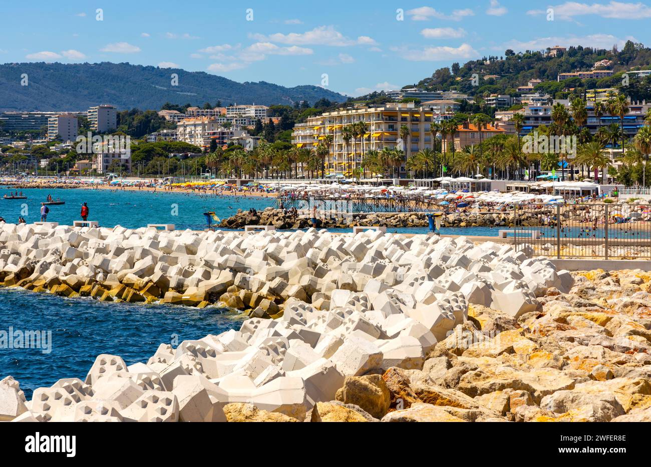 Cannes, France - July 31, 2022: Cannes seafront panorama with ...