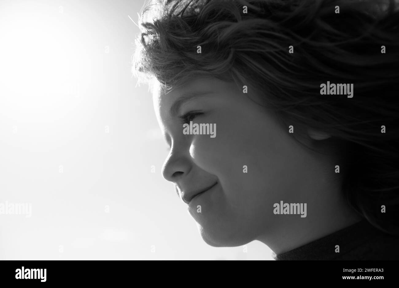 Head close up. Close up head shot of child. Kids face, little boy ...