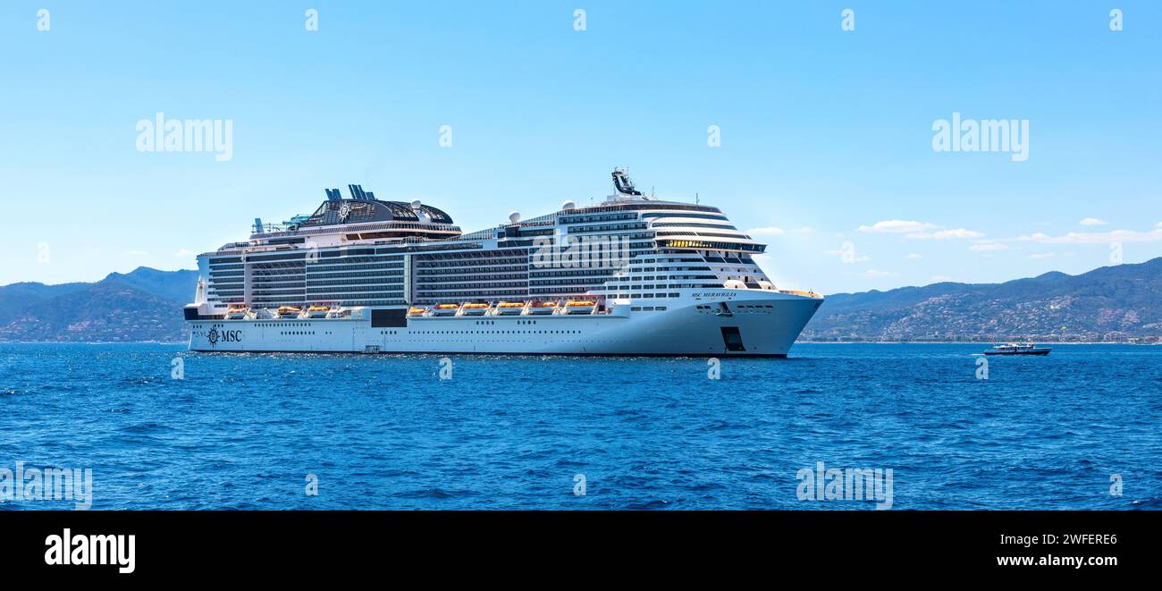 Cannes, France - July 31, 2022: MSC Meraviglia cruiser ship of MSC ...