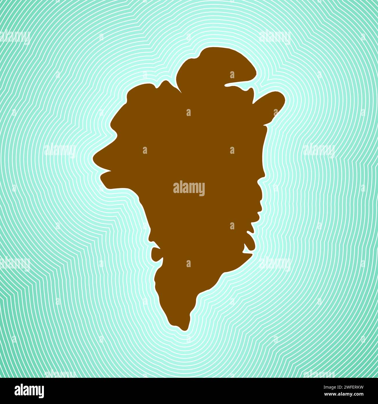 Greenland map icon. Country shape on radiant striped gradient ...