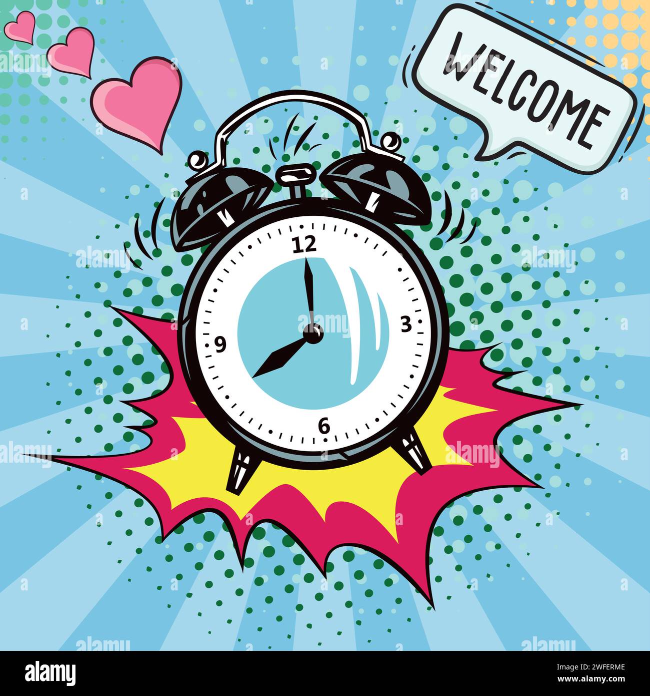 Clock cartoon pop art style vector image Stock Vector Image & Art - Alamy