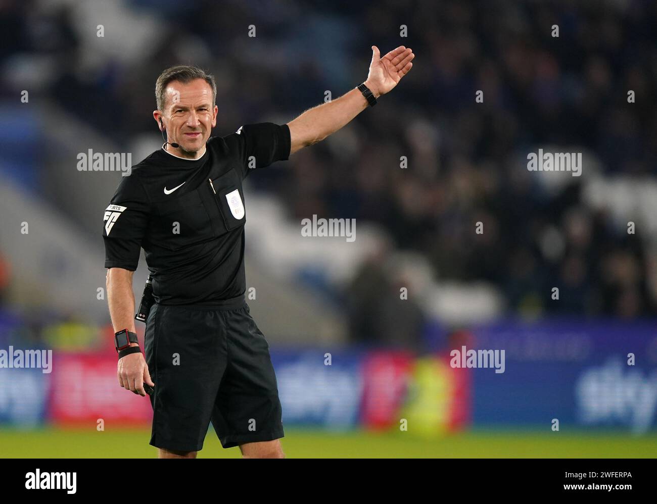 Referee Keith Stroud during the Sky Bet Championship match at the King Power Stadium, Leicester ...