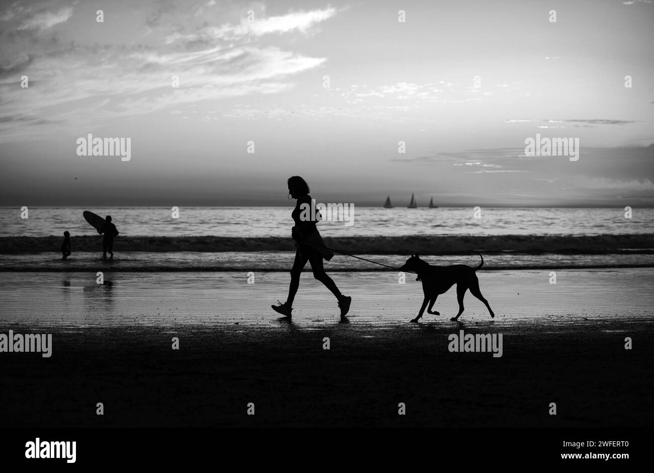 Sunset time on coast Black and White Stock Photos & Images - Alamy