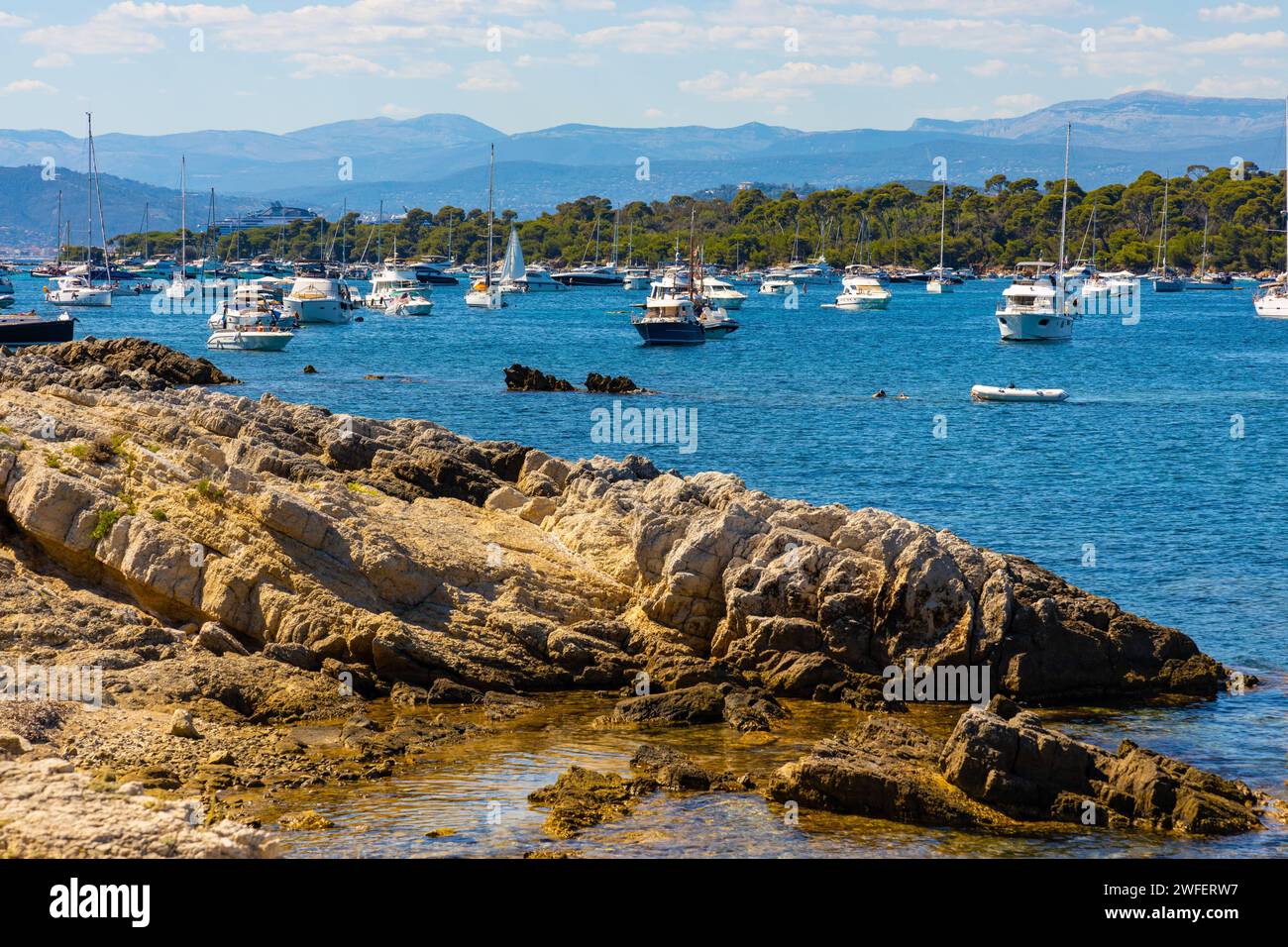 Cannes, France - July 31, 2022: Ile Sainte Marguerite and Saint Honorat ...