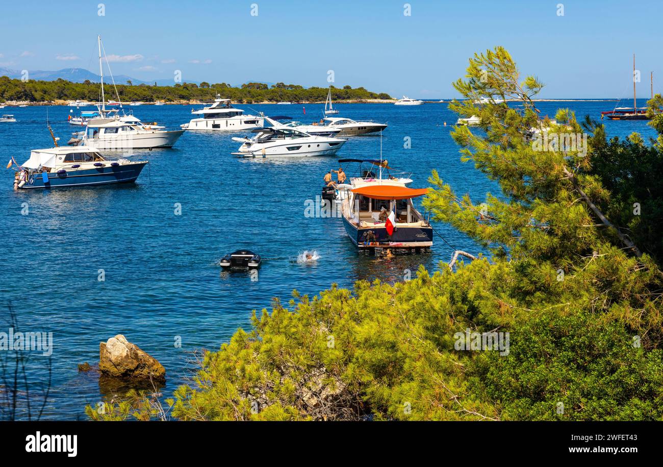 Cannes, France - July 31, 2022: Ile Sainte Marguerite and Saint Honorat ...