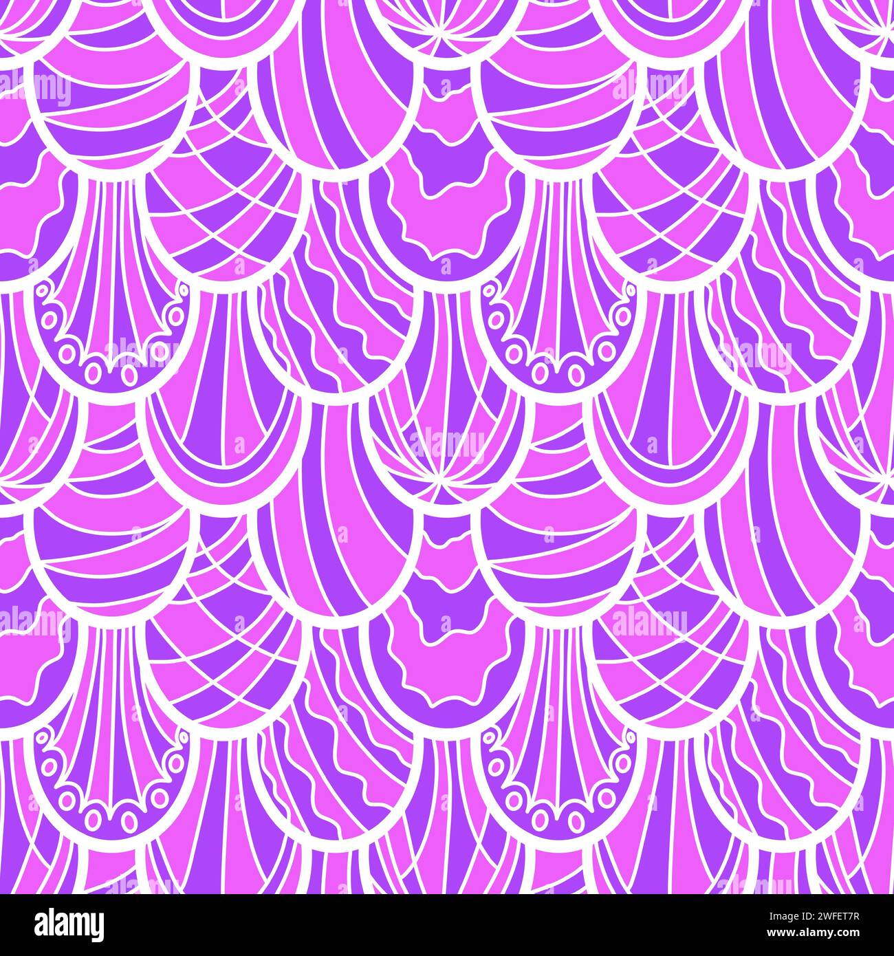 Abstract cartoon doodle seamless mermaid fish scales pattern for ...