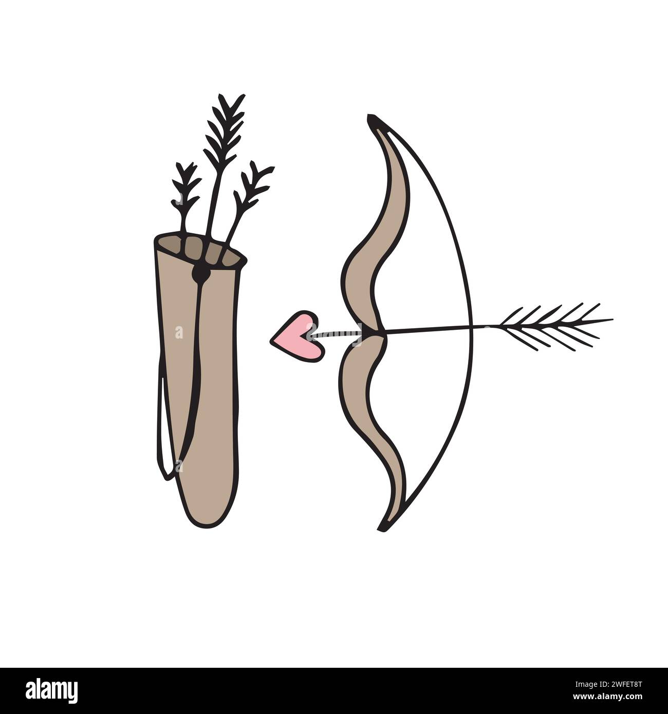 Vector hand drawn doodle sketch colored bow and arrows isolated on ...