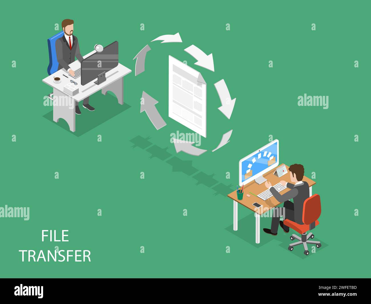 File transfer flat isometric vector concept. Circular arrows are moving ... File transfer flat isometric vector concept. Circular arrows are moving ...