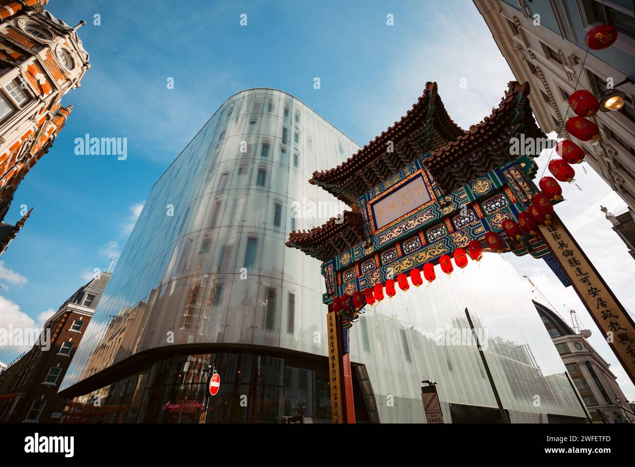 Chinatown Gate and Chinese New Year decorations in Chinatown, London, England, United Kingdom ...