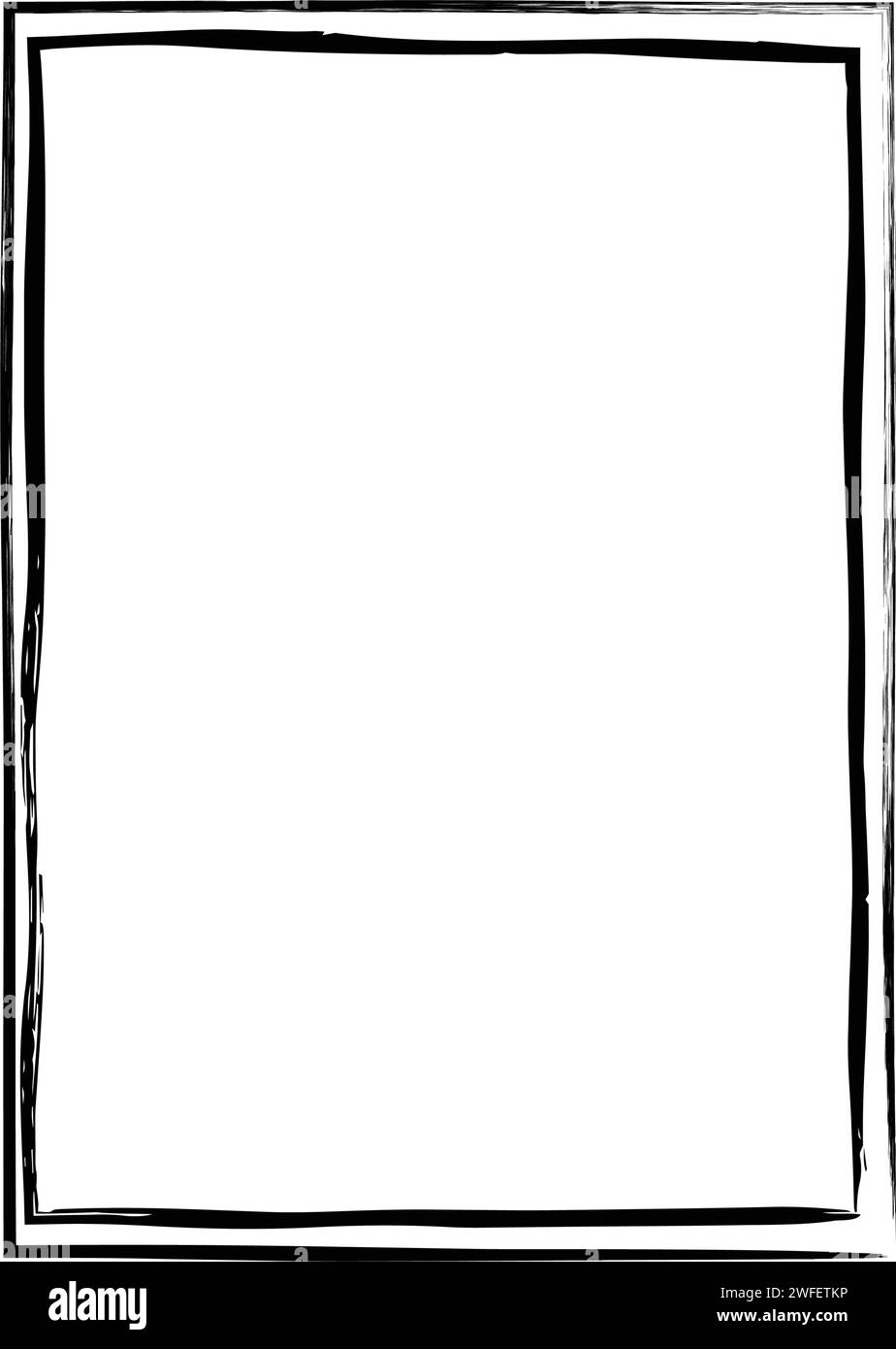 Frame border, grunge shape icon, vertical rectangle decorative doodle ...
