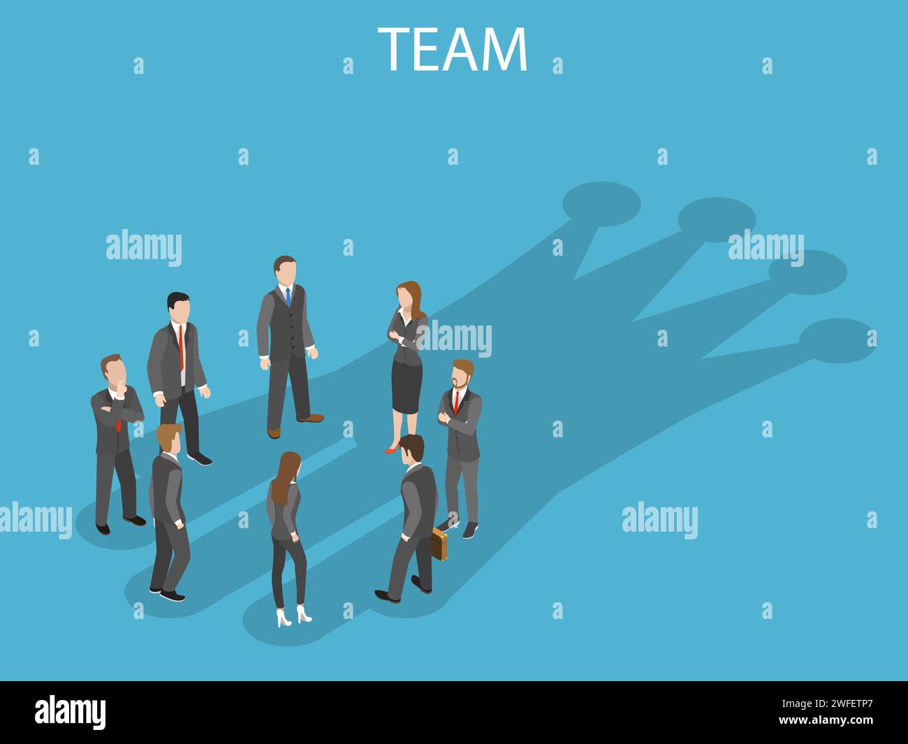 Successful team flat isometric vector concept. Members of a business ...