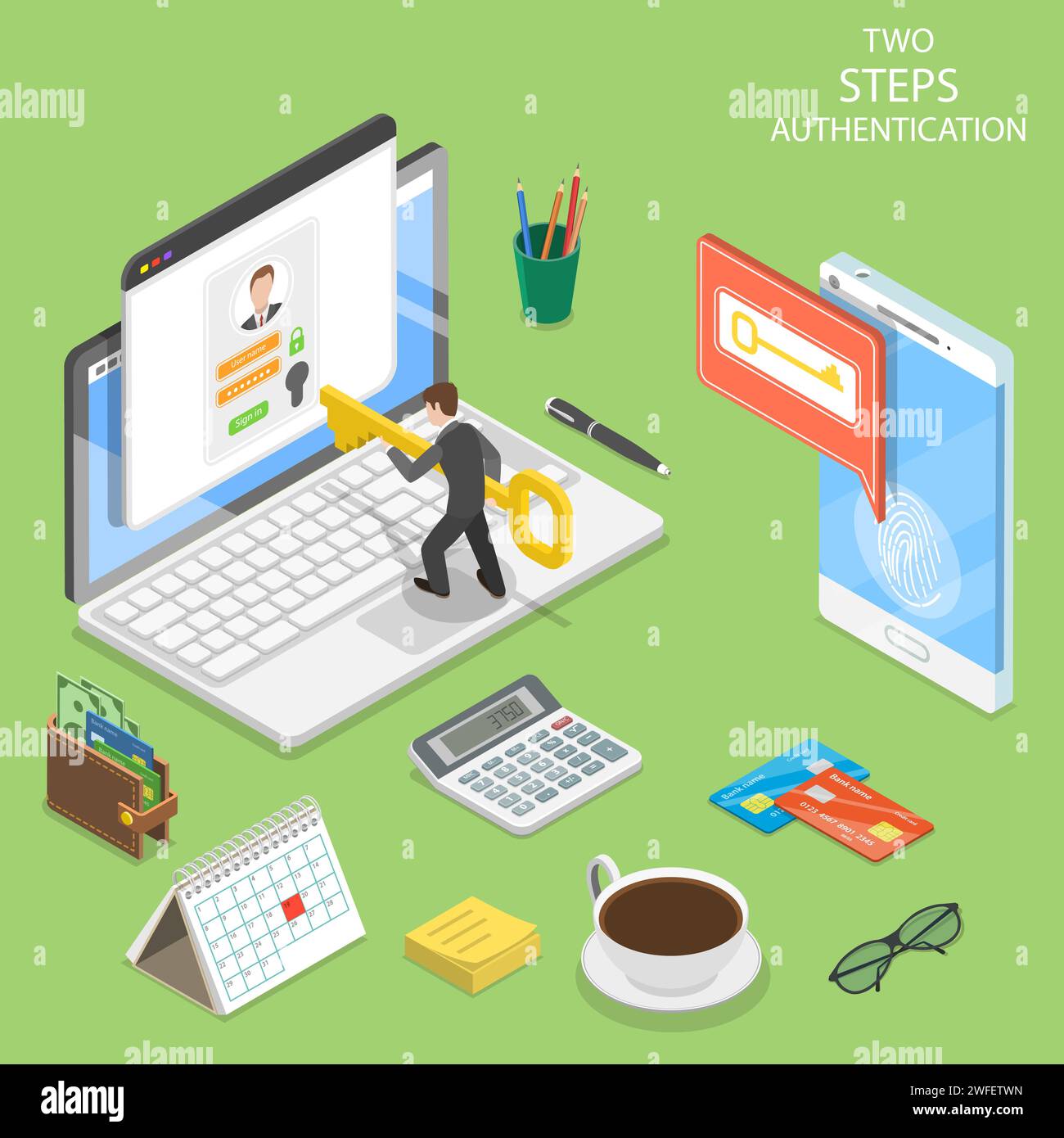 Two factor authentication vector vectors hi-res stock photography and ...