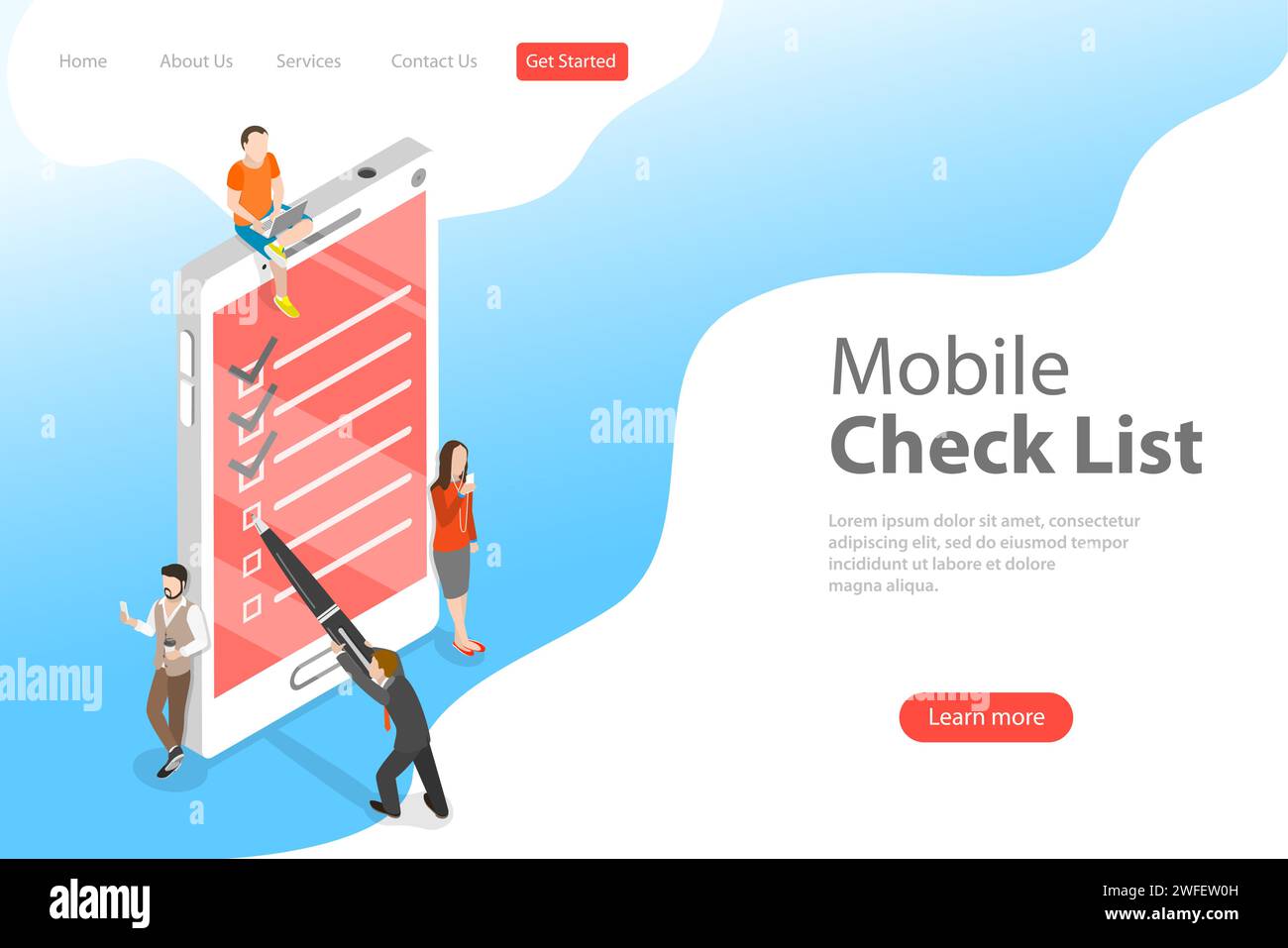 Isometric flat vector concept of mobile checklist, task successful ...