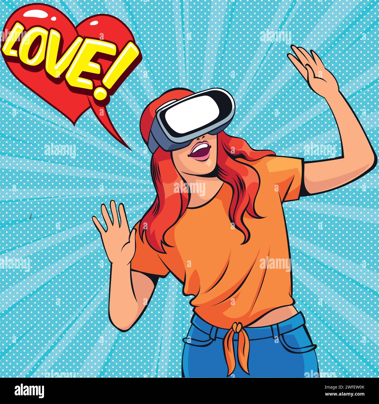 Pop art pretty young woman virtual reality vector image Stock Vector ... Pop art pretty young woman virtual reality vector image Stock Vector ...