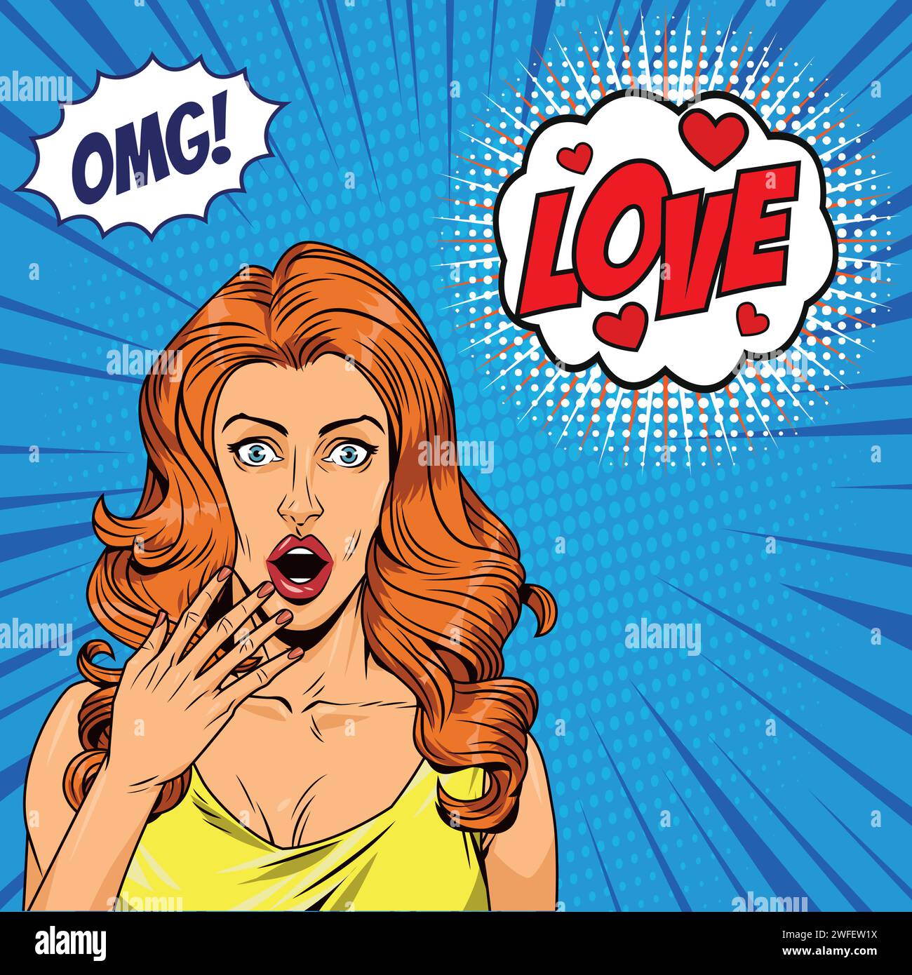 beautiful woman Wow pop art style vector image Stock Vector Image & Art ...