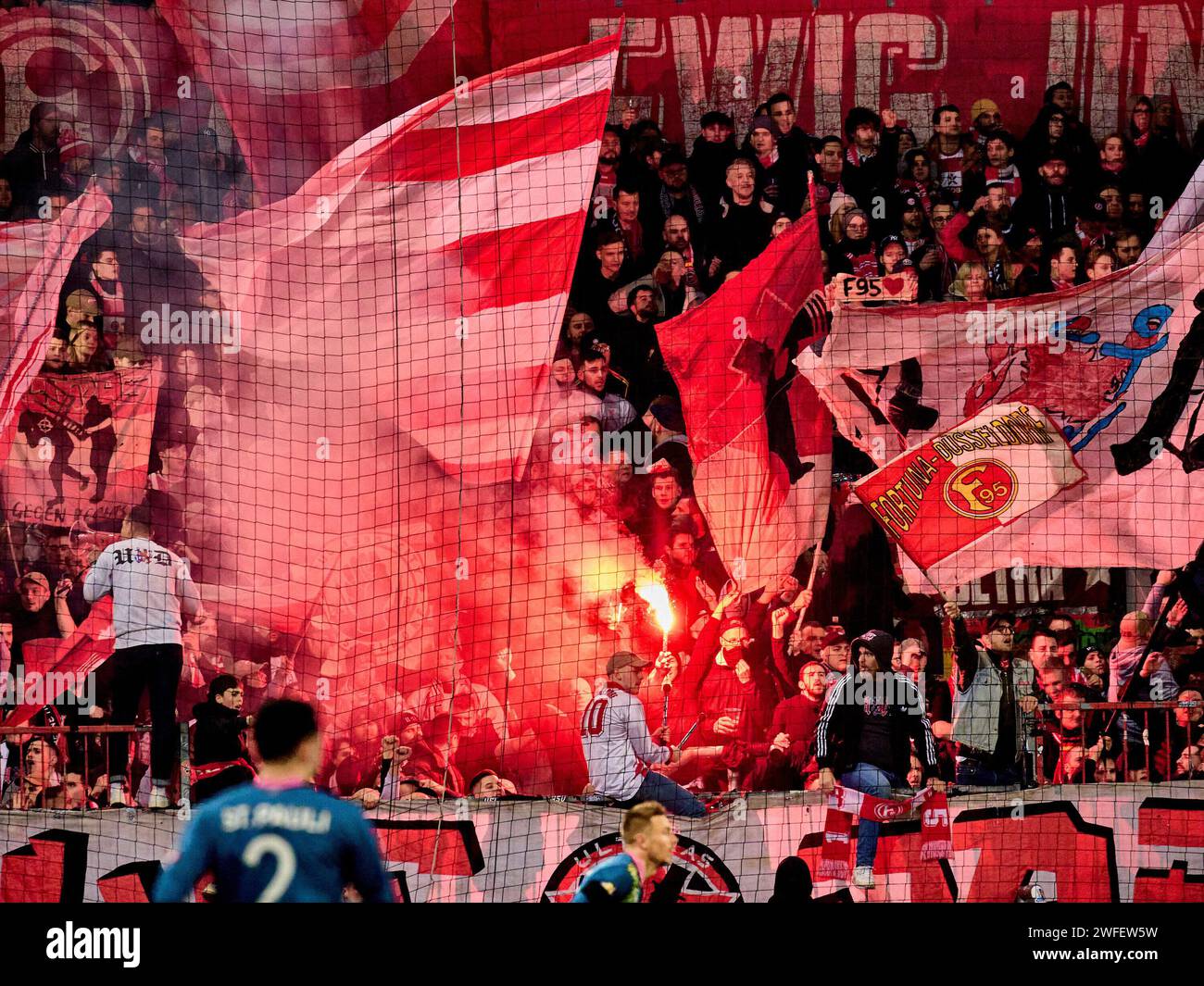 Hamburg, Deutschland. 30th Jan, 2024. Fortuna Duesseldorf Gaesteblock ...