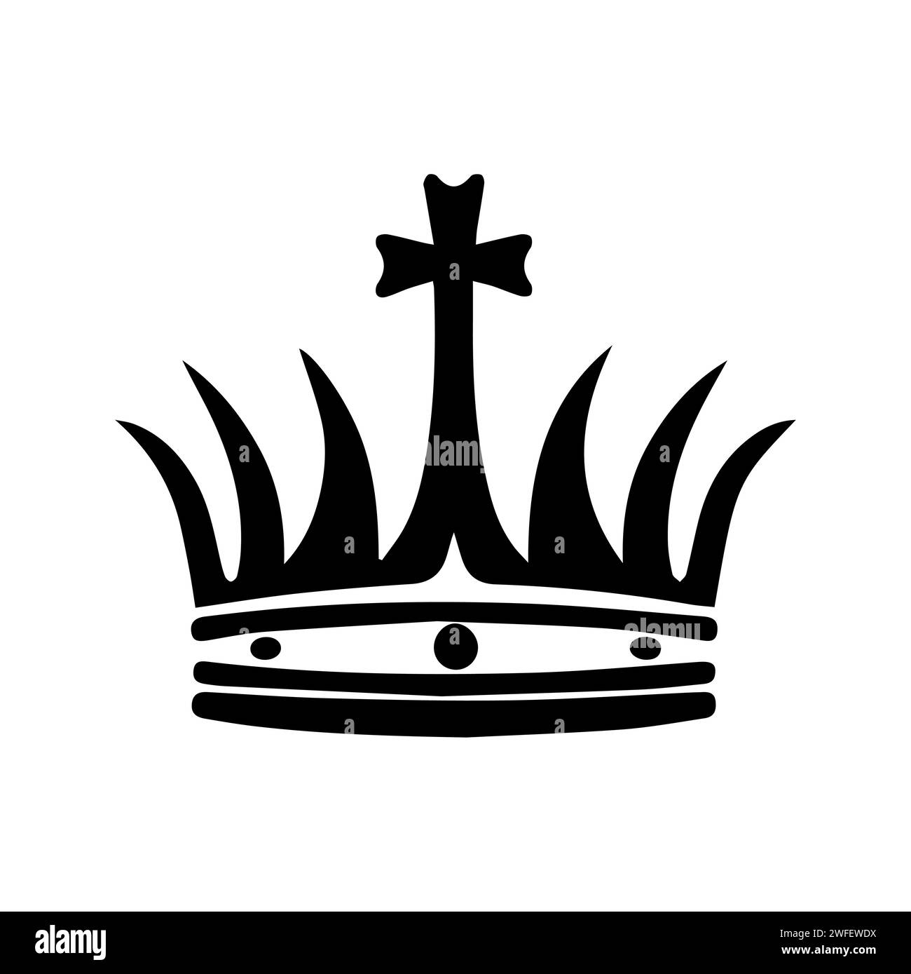 Crown Icon. A simple, black silhouette of royal crown. Vector ...