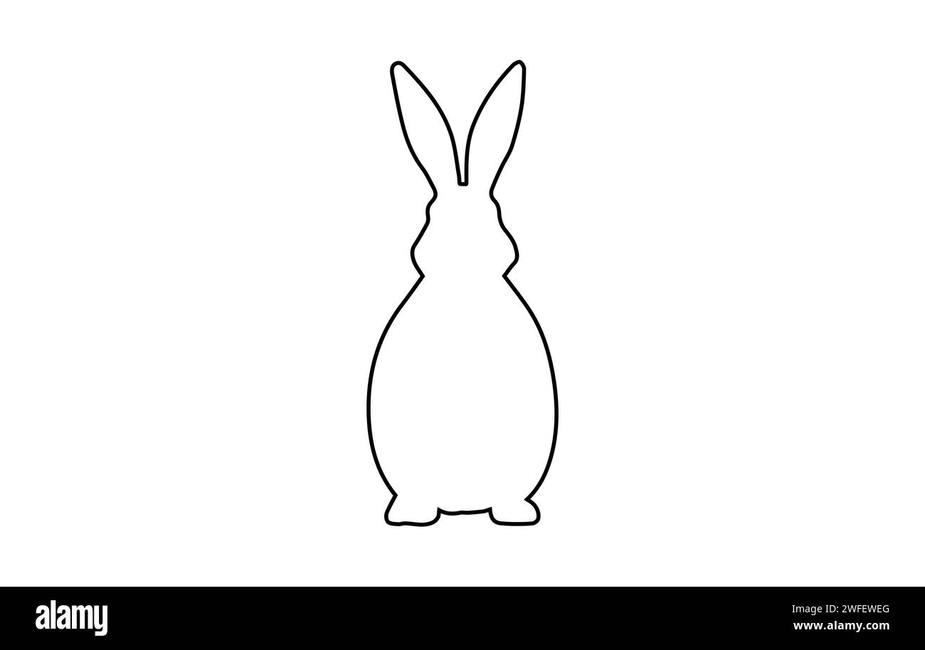 Rabbit outline. Easter Bunny. Isolated on a white background. Simple ...