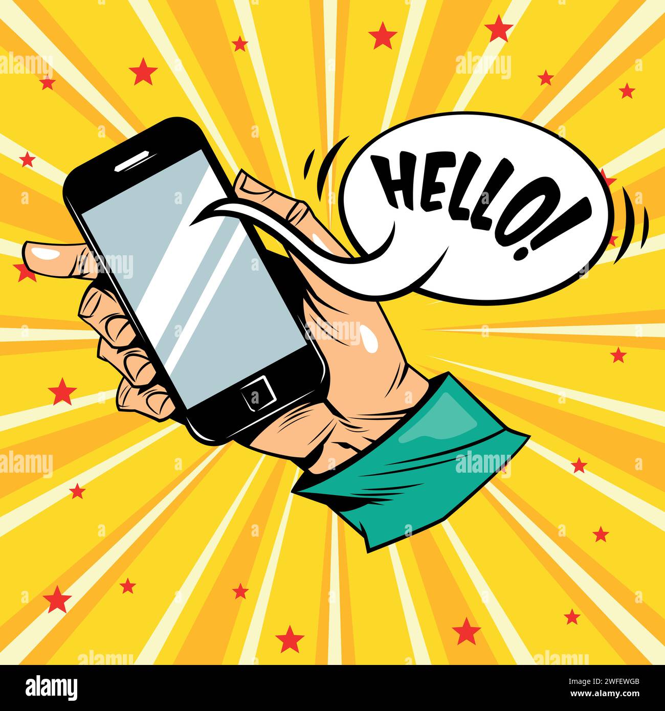 Mobile phone cartoon pop art style Stock Vector Image & Art - Alamy
