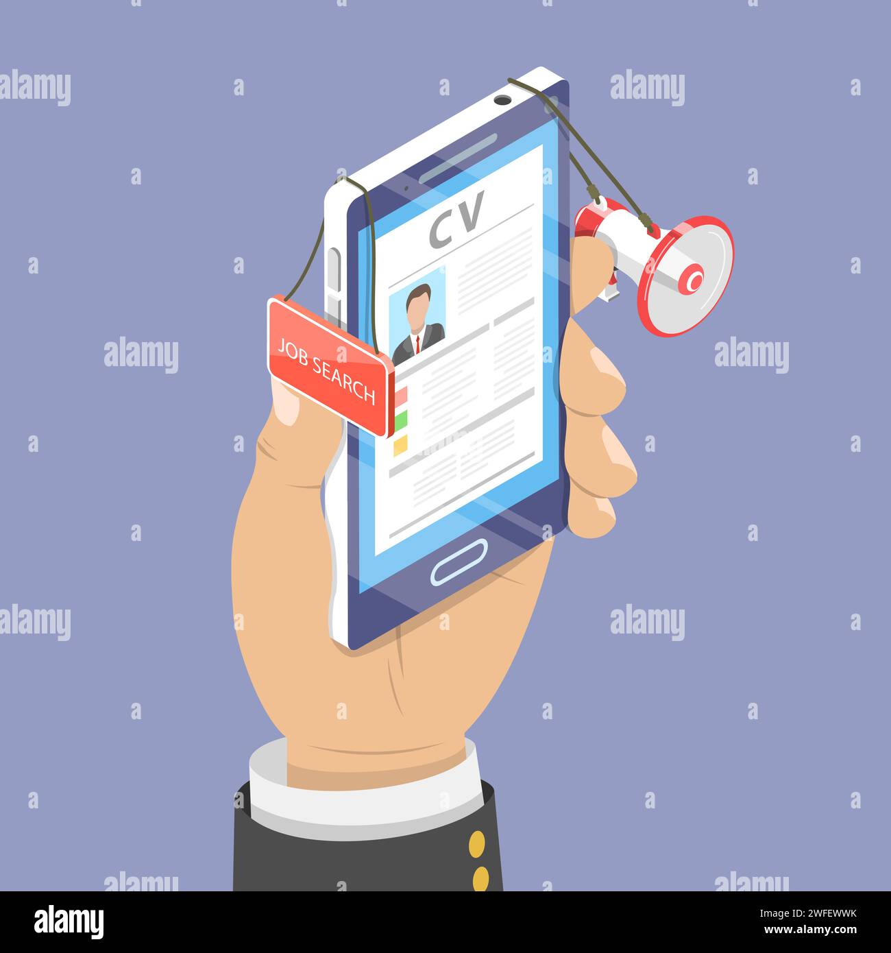 Isometric flat vector concept of job search, online recruitment, HR ...