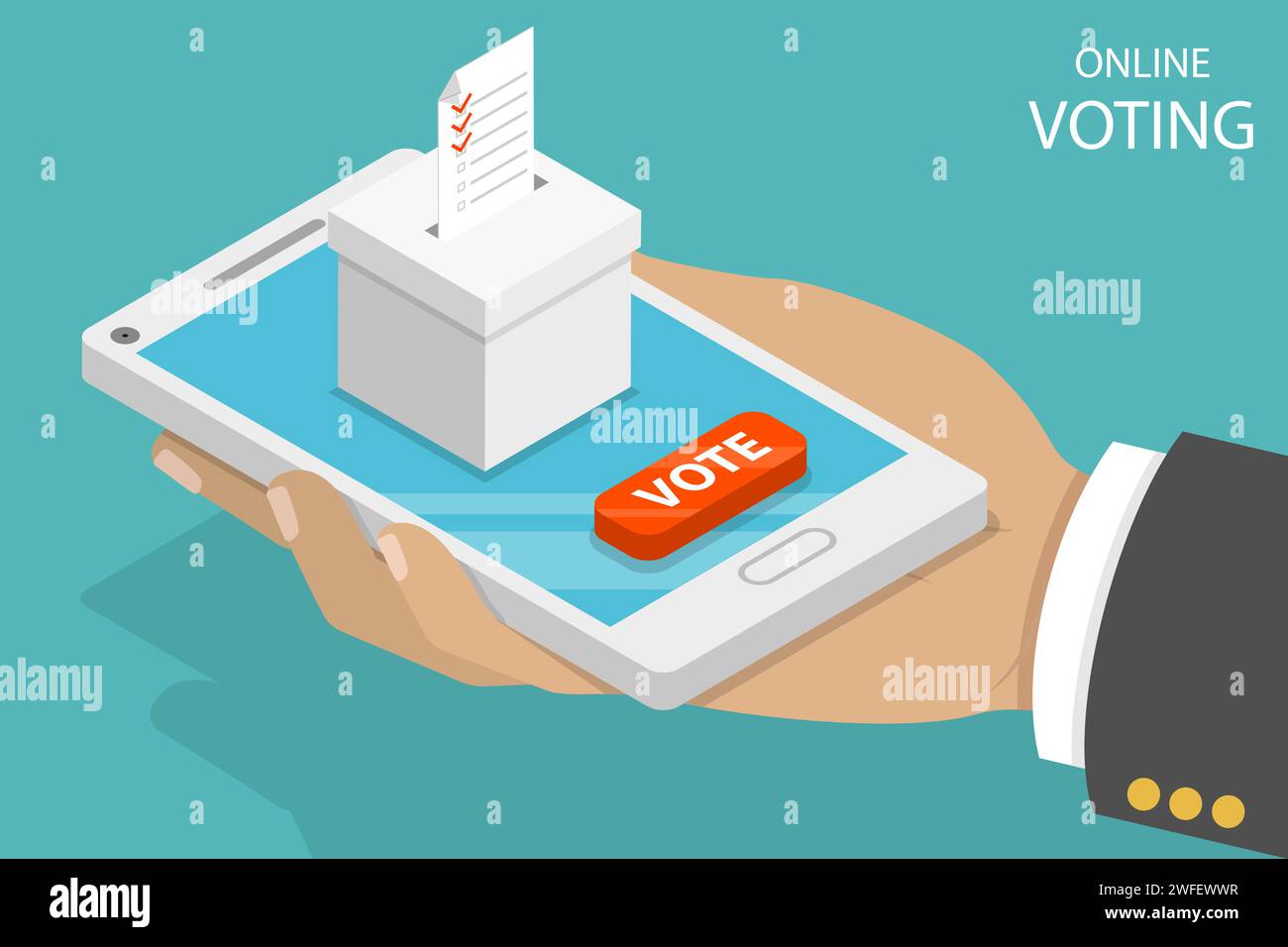 Flat isometric vector concept voting online, e-voting, election ...