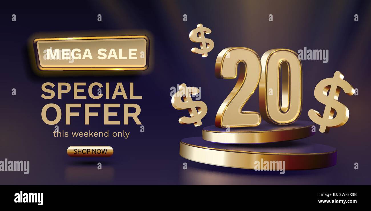 Coupon special voucher 20 dollar, Check banner special offer. Vector ...