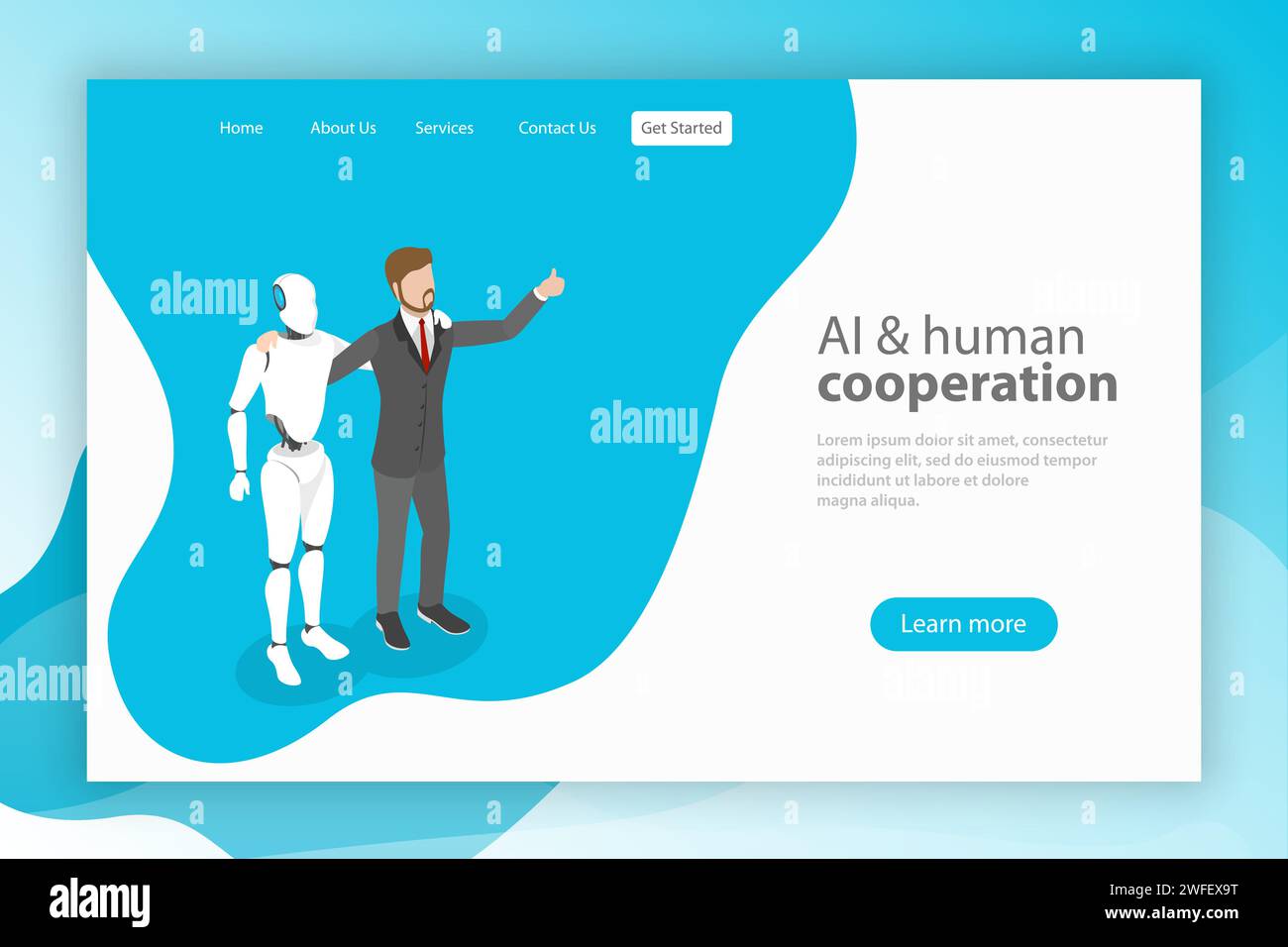 Flat isometric vector landing pate template for AI and human ...