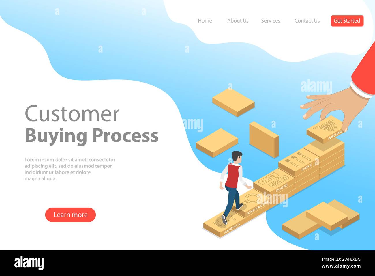 Isometric flat vector landing page template of customer journey map ...