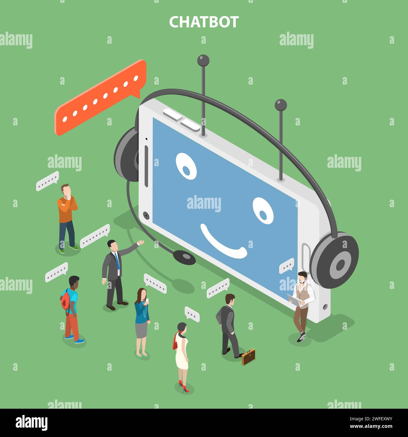 Standing call center agent headset Stock Vector Images - Alamy