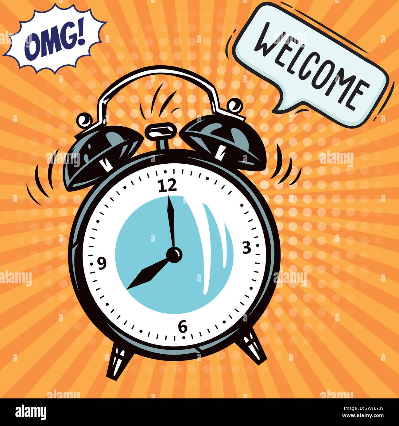 Clock cartoon pop art style vector image Stock Vector Image & Art - Alamy