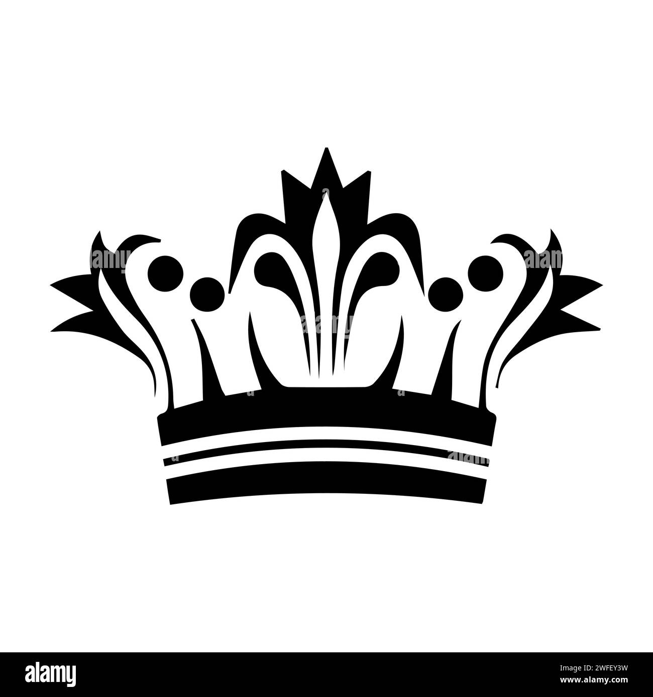 Crown Icon A Simple Black Silhouette Of A Royal Crown Vector