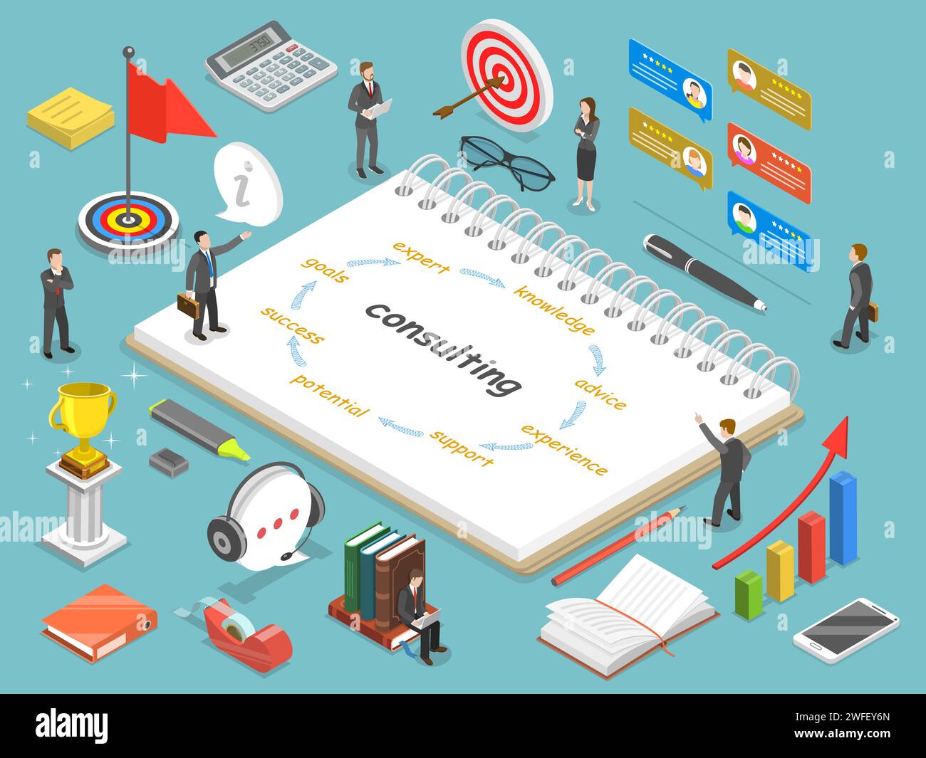 Business consulting flat isometric vector conceptual illustration Stock ...
